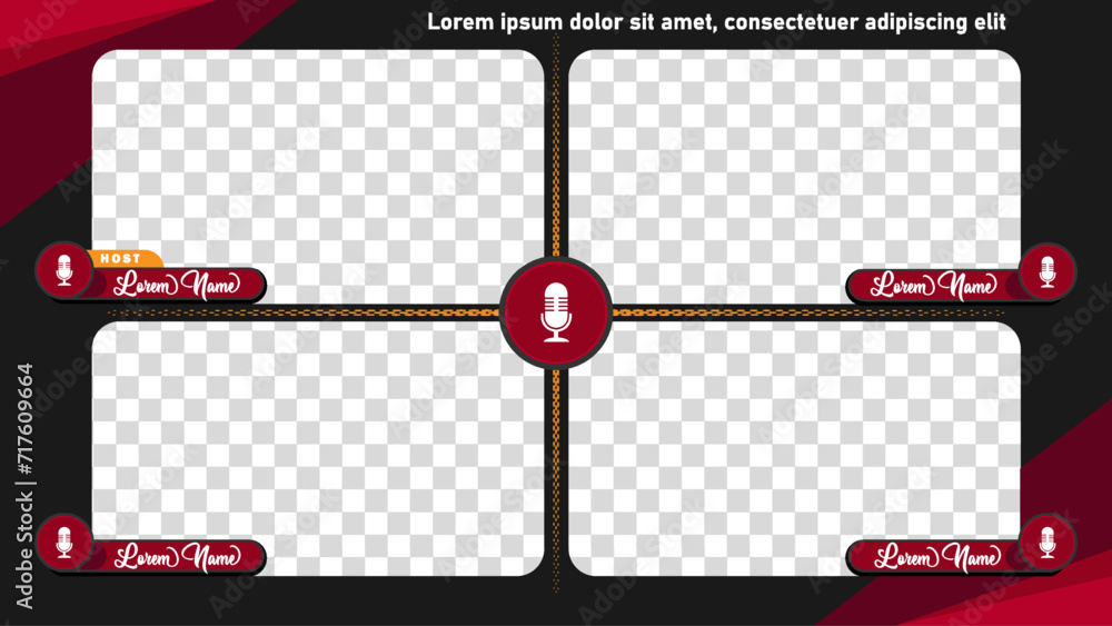 16:9 landscape video frame. for streaming video conferences or podcasts ...