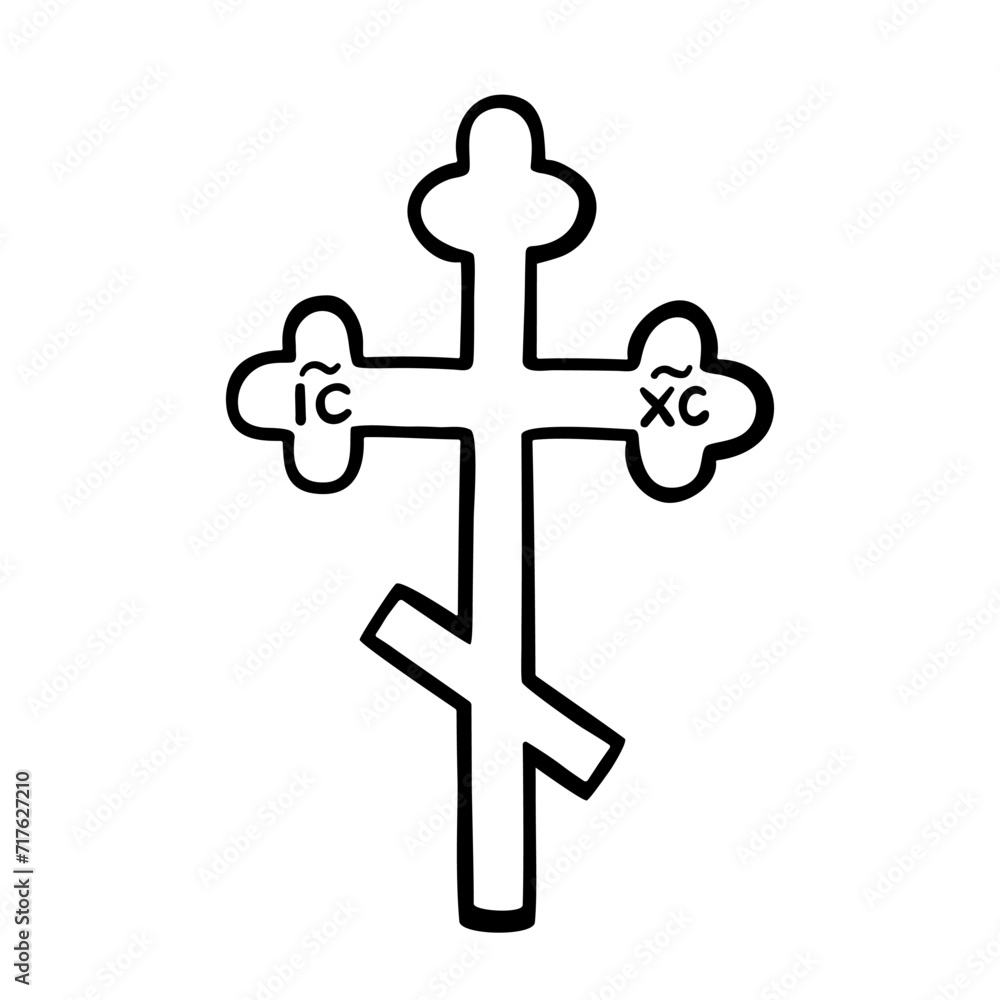Orthodox trefoil cross with IC XC letters or Jesus Christ abbreviation ...