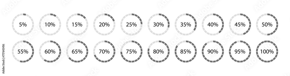 Vetor de 100 percent round pie chart. Grey circle filling template ...