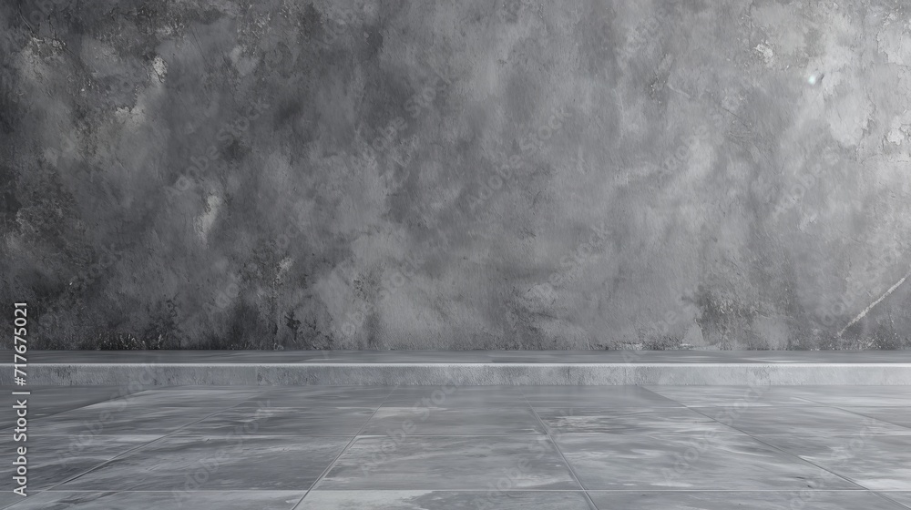 Empty Gray Wall Room interiors Studio Concrete Backdrop and Floor ...