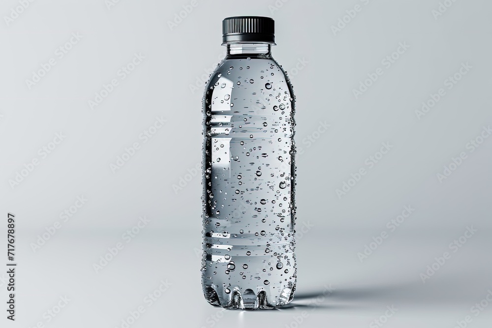 Small bottle of mineral water in plastic isolated on white background ...