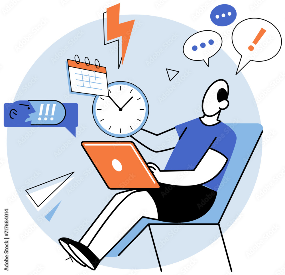 Busy employee vector illustration. Developing time management skills is ...