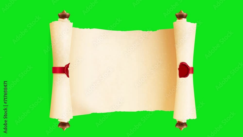 Old vintage horizontal curled off white letter with red seal. Wooden ...