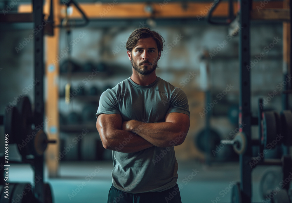 a gym page with Man and many different fitness workouts, in the style ...