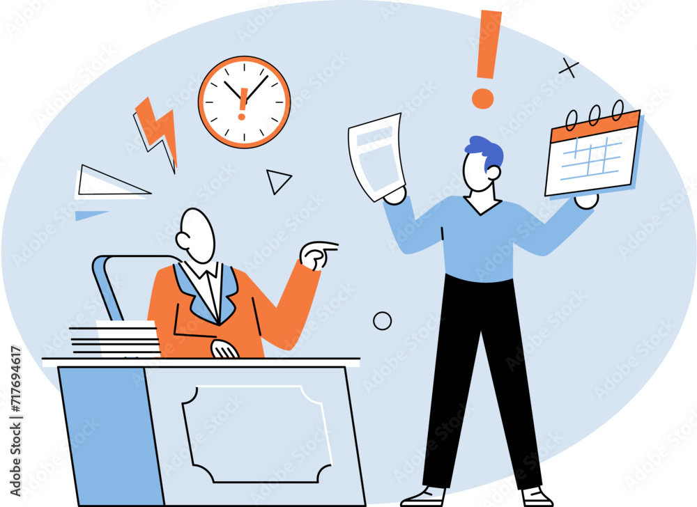 Busy employee vector illustration. Being workaholic, employee finds it ...