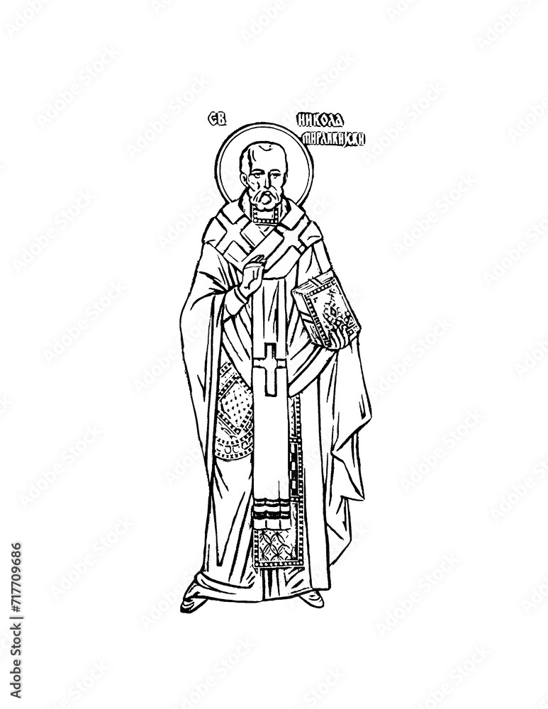 Saint Nicholas of Myra (Bari) (name english). Coloring page in ...