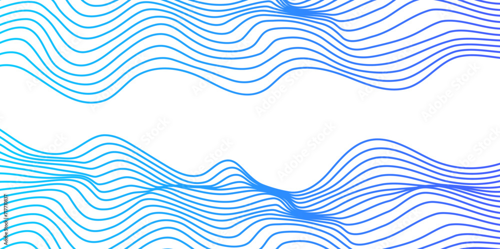 Vector blue wavy ocean flowing dynamic lines isolated on transparent ...