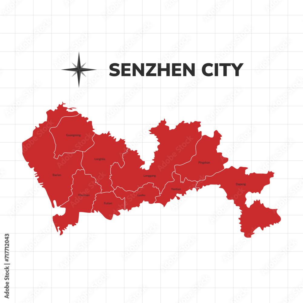 Shenzhen City map illustration. Map of the City in China Stock Vector ...