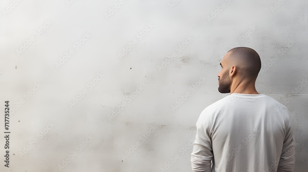Person appearing thoughtful in a clean wall background , Person ...