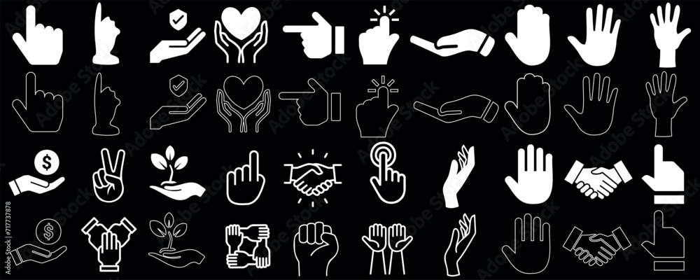 Hand gestures vector icons set, expressing emotions, messages. Ideal ...