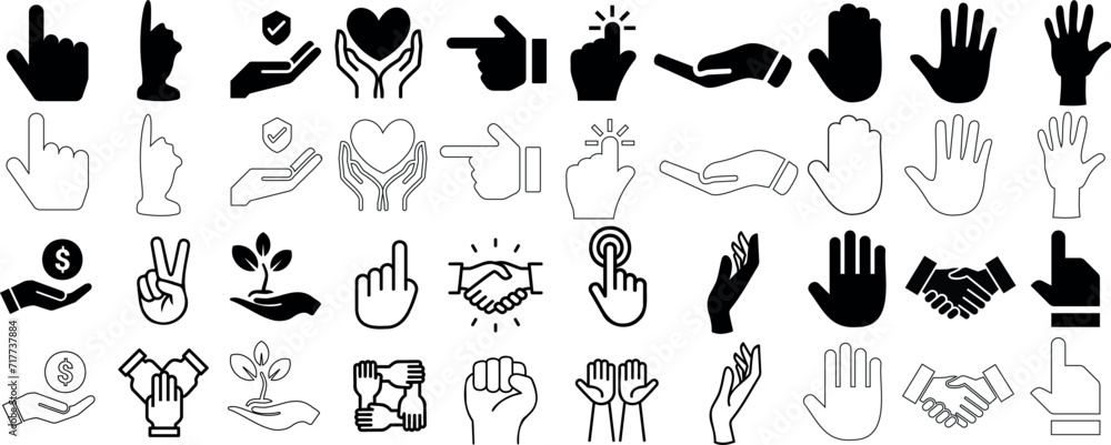 Hand gestures Vector set, communication symbols. Perfect for web design ...