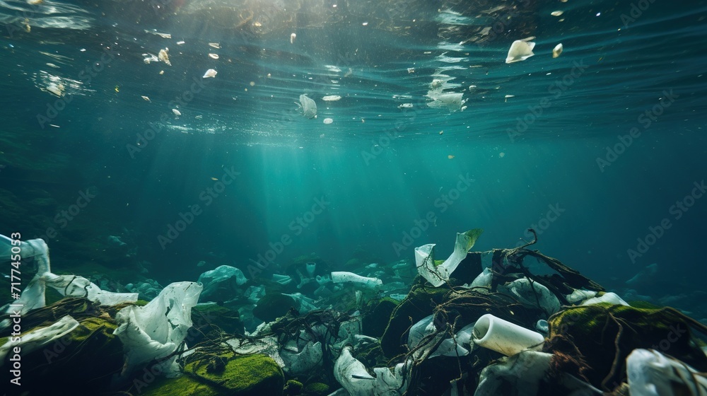 Plastic bags and other debris litter the ocean floor, highlighting the ...