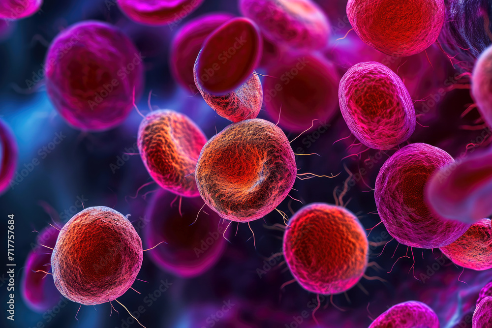 Electron microscopy of red blood cells erythrocytes, electron ...