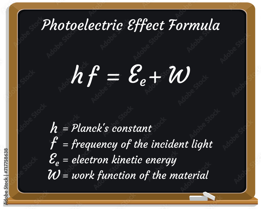 Photoelectric Effect Formula on a black chalkboard. Education. Science ...