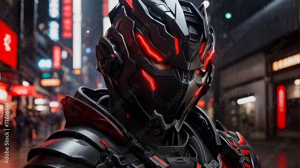 purple, and light blue high elf soldier robot, carrying a light machine ...