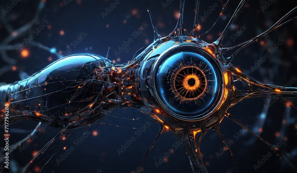 Cybernetic eye. AI conceptual futuristic banner. Cybernetics mind ...