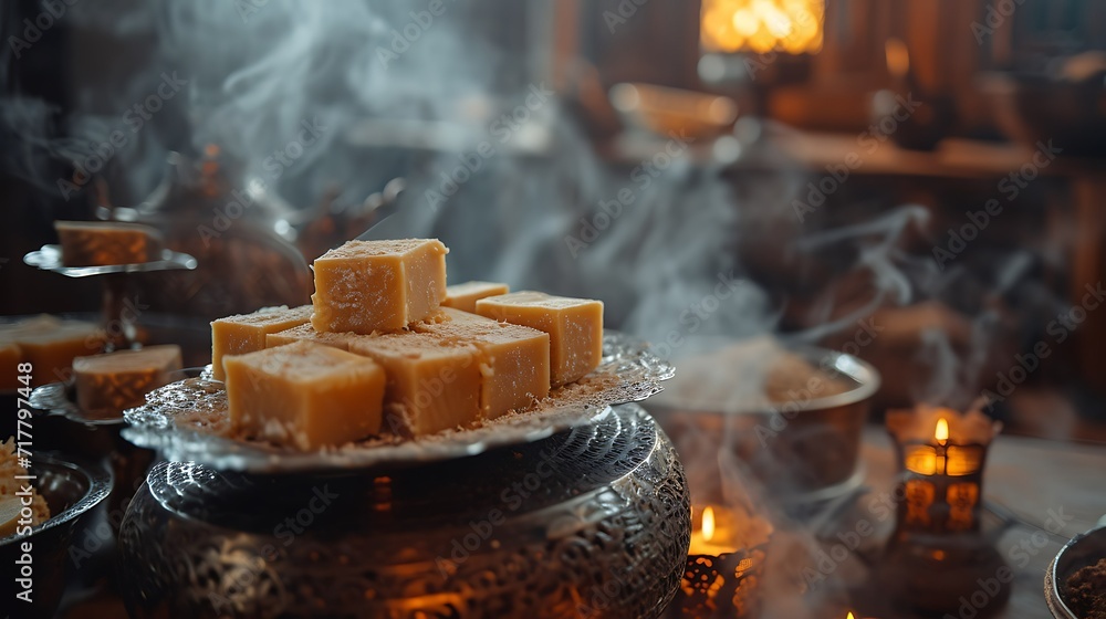 Ramadan muslim holiday background wallpaper design, food, sweets, cake ...