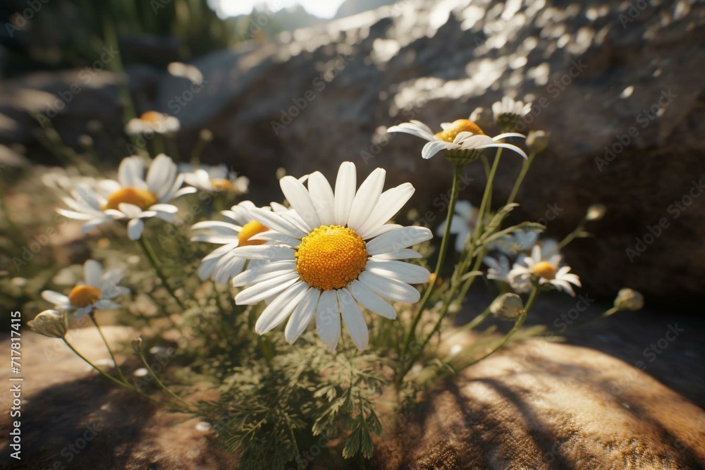 Detailed, standalone daisy showcased in Unreal Engine 5 with wide angle ...