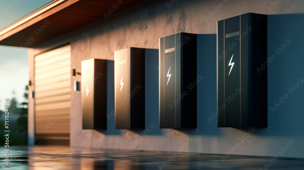 Energy-efficient home battery storage system in modern design. Self ...