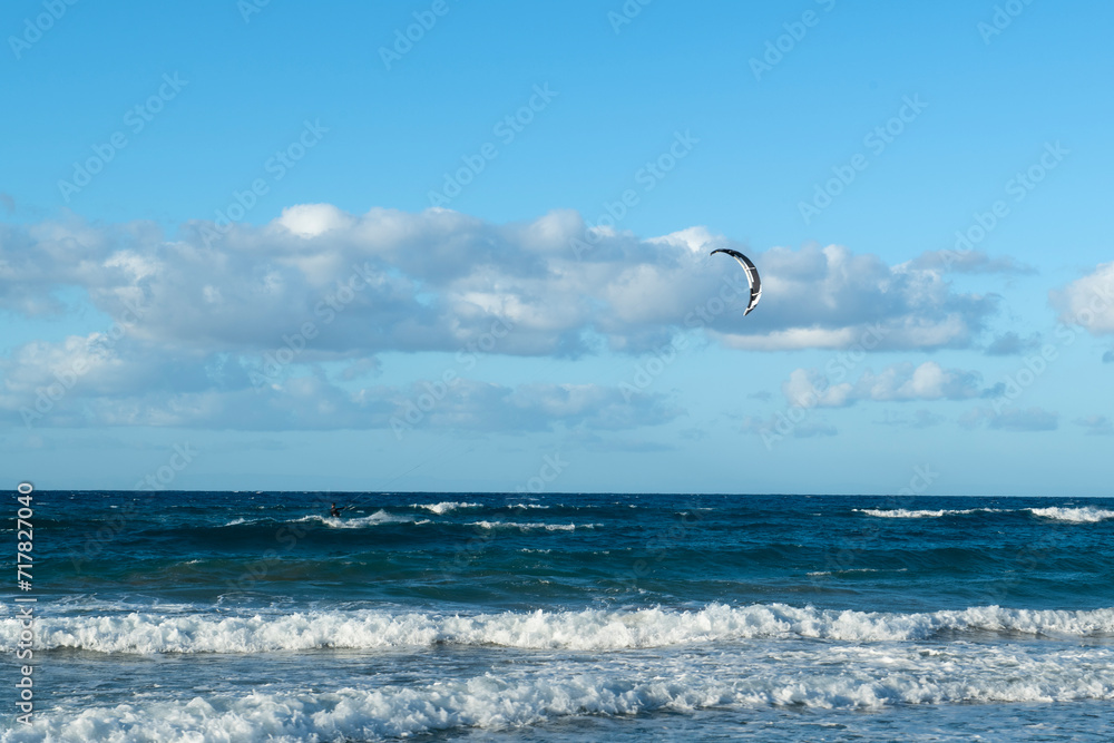Kite surfing.Windsurf.Kite boarding. To fly a kite. Surfers of all ages ...