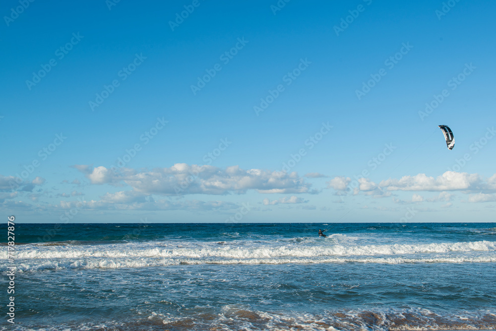 Kite surfing.Windsurf.Kite boarding. To fly a kite. Surfers of all ages ...