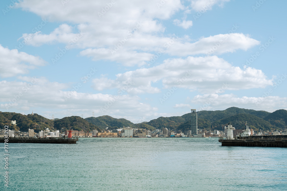 Shimonoseki Kanmon Straits port and Kitakyushu Moji town in Yamaguchi ...