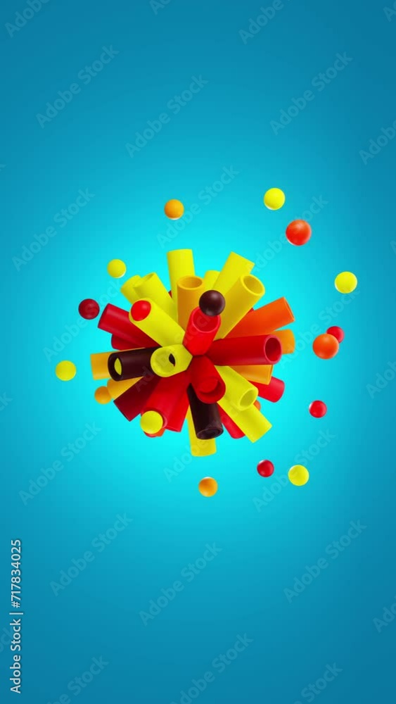 Vertical Looped Vj animation of balls flying out of tubes. Dj visuals ...