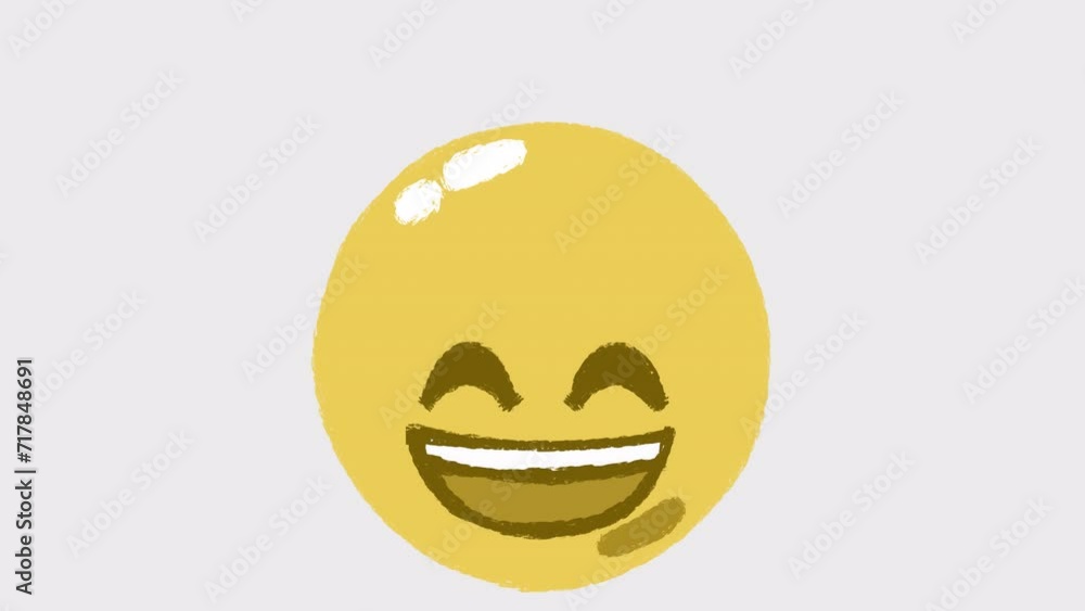 2d animation of hand-drawn grinning face with smiling eyes emoji ...