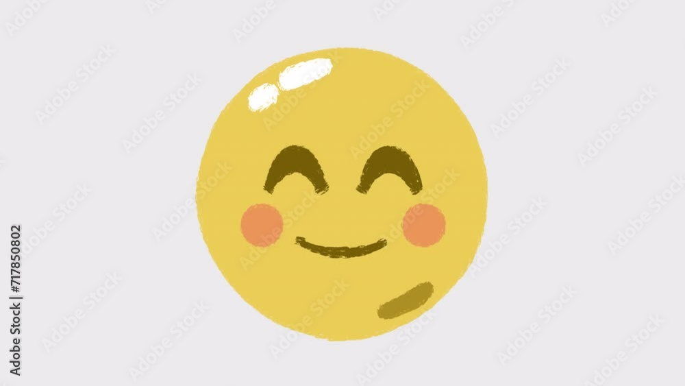 2d animation of hand-drawn smiling face emoji. Looped 4K video with ...