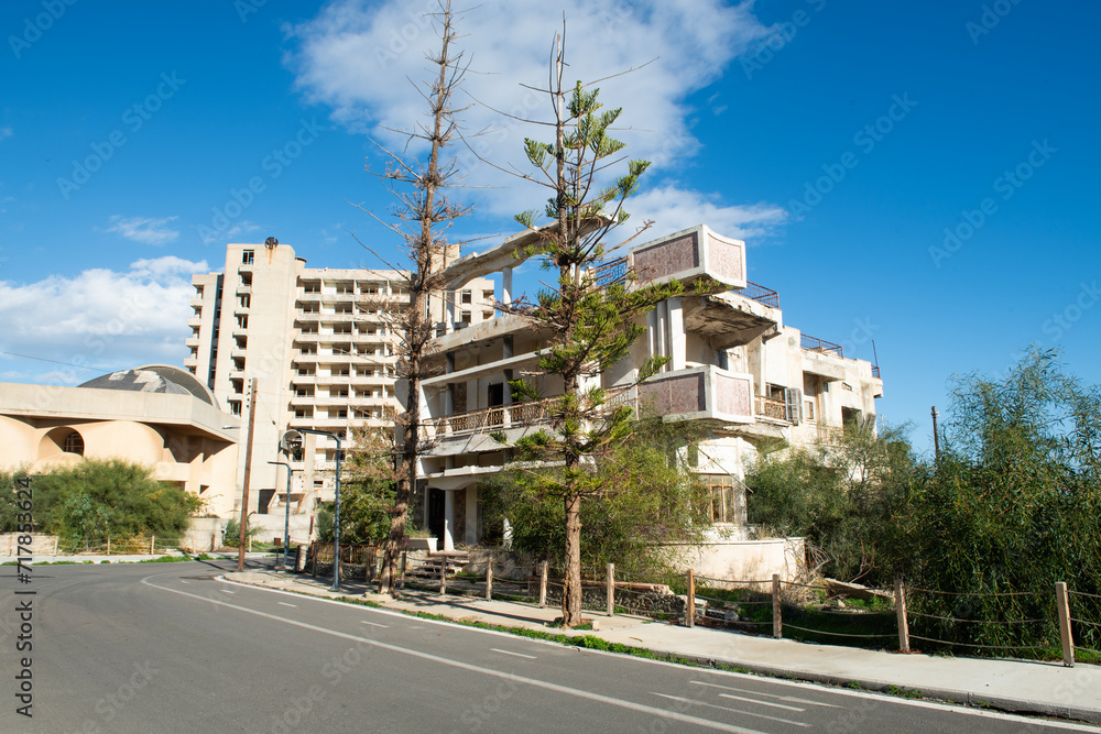 Closed Maraş Cyprus. Buildings in the abandoned city of Maraş in ...
