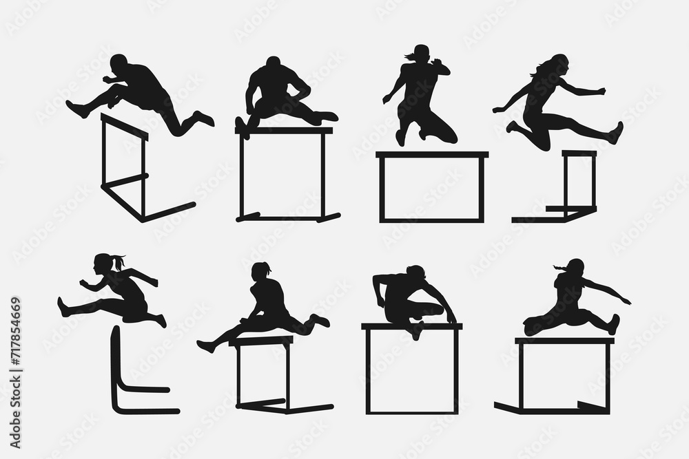 hurdler silhouette collection set. sport, running, race concept ...