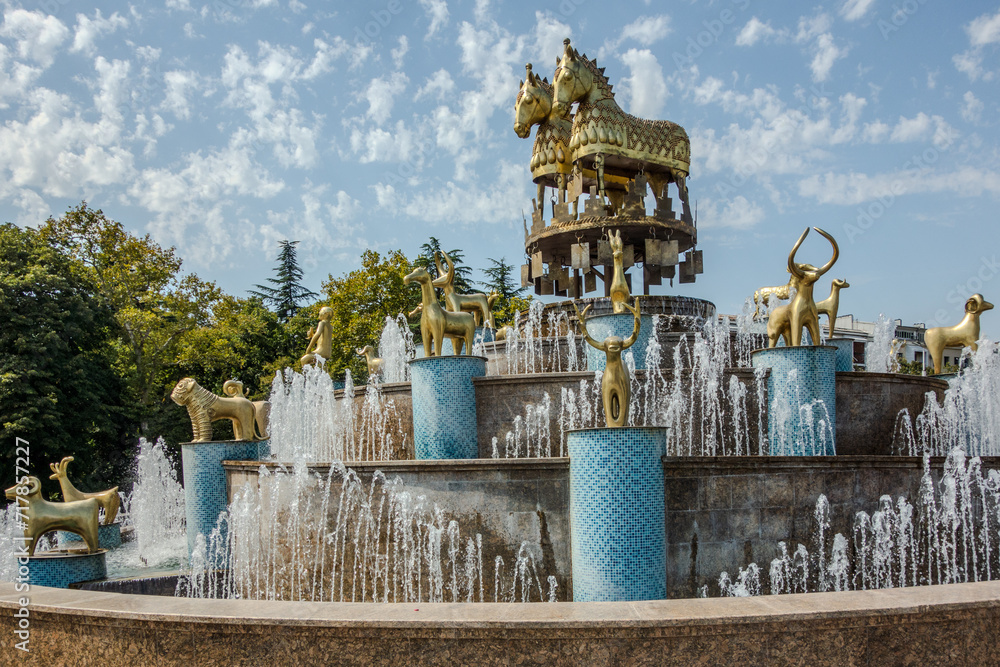 Georgia, Kutaisi, Colchis Fountain with figures represent the ancient ...