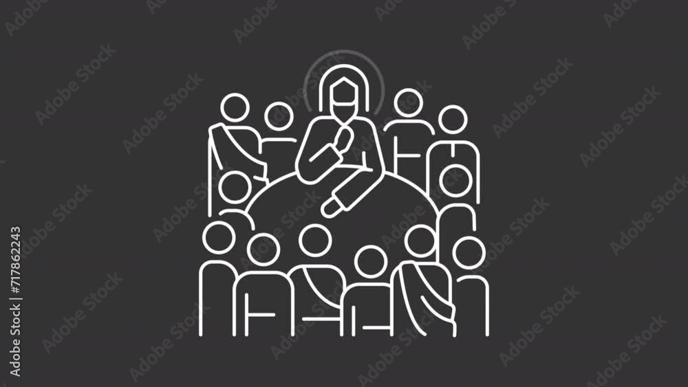 Vidéo Stock Last Supper white line animation. Jesus Christ and twelve ...