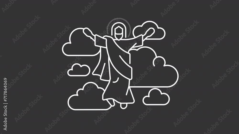Ascension white line animation. Jesus Christ animated icon. Ascent of ...