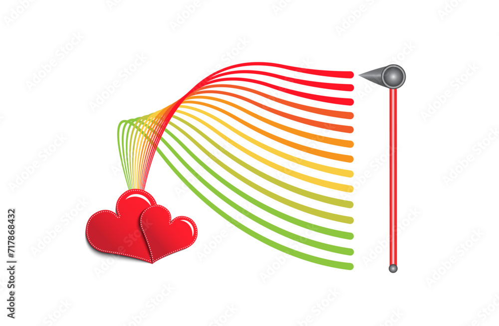 3d love level measurement vector illustration set with indicator, red ...