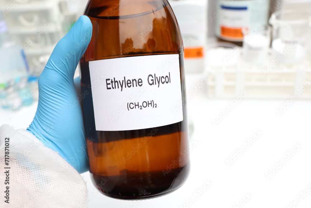 Ethylene Glycol in container, chemical analysis in laboratory Stock ...