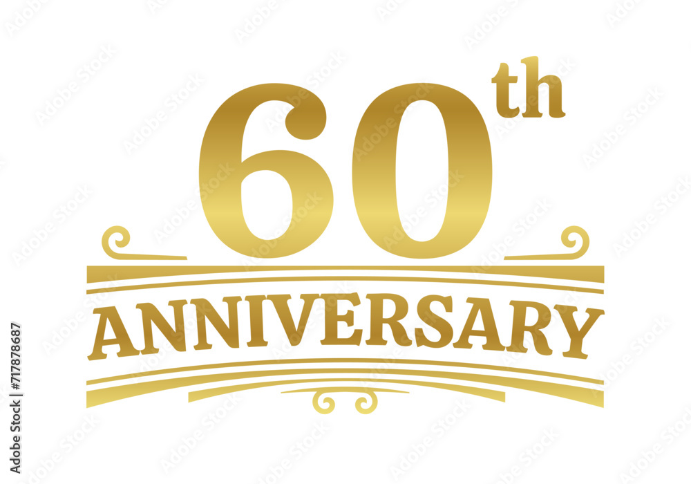 60 years anniversary logo, icon or badge. 60th birthday, jubilee ...