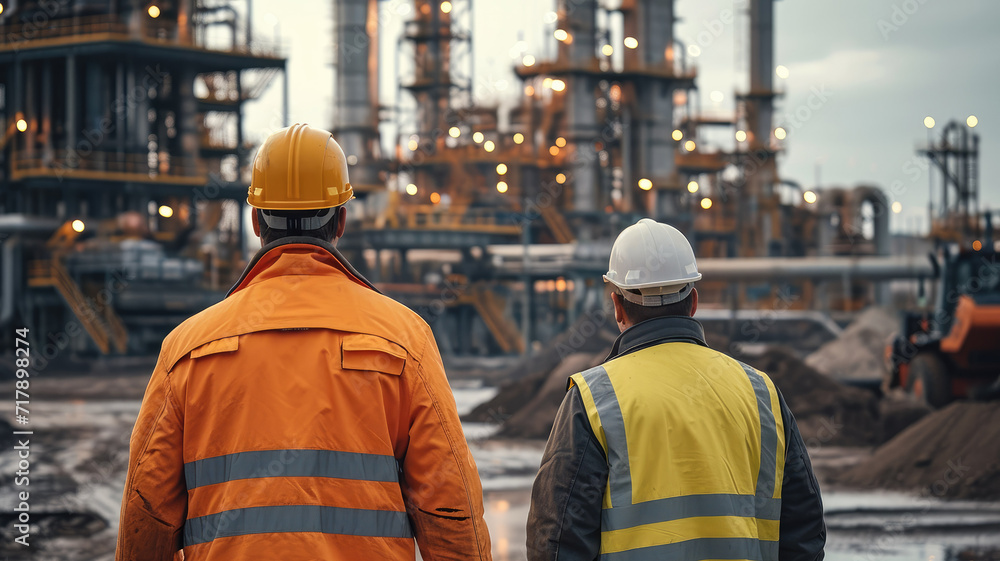 Engineers are busy on the site of a large engineering project, using ...