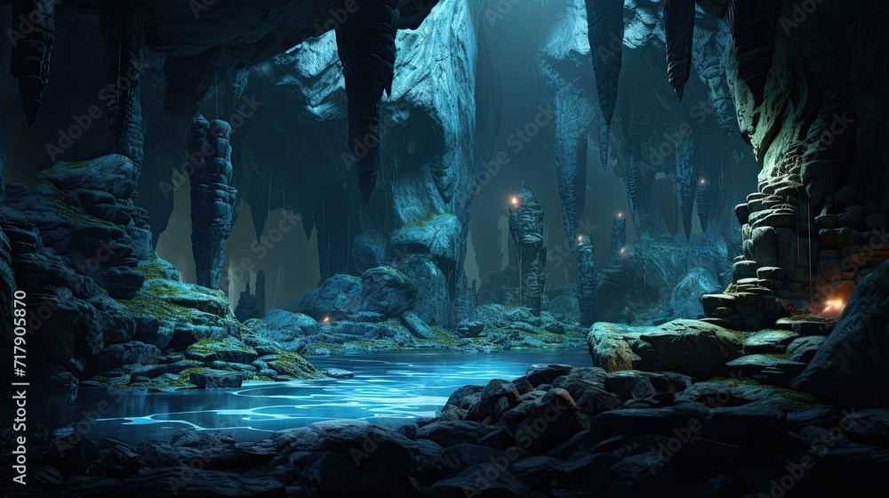 Cryptic cave aglow with radiant crystals and hidden underground lakes ...