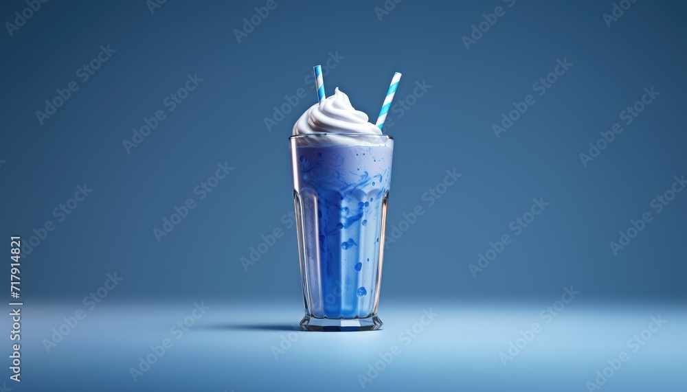 Highly detailed isolated glass of blue milkshake Stock-Foto | Adobe Stock