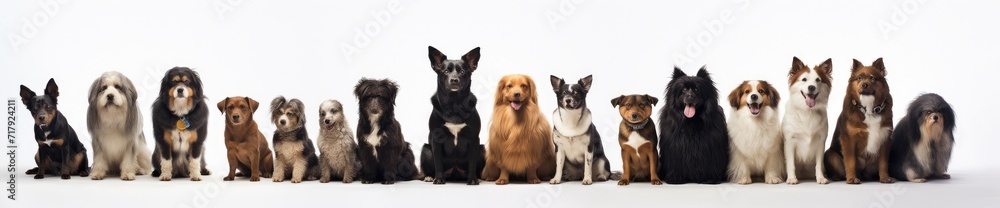 Diverse Canine Assembly: A Charming Line-Up of Various Dog Breeds ...