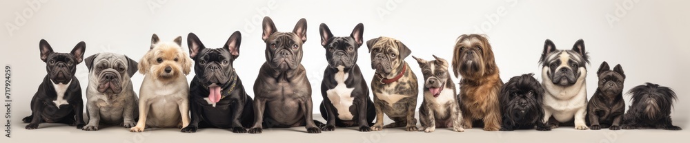 Diverse Canine Assembly: A Charming Line-Up of Various Dog Breeds ...