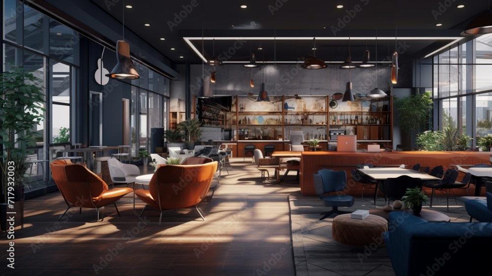 A captivating digital isolated office background with a comfortable ...