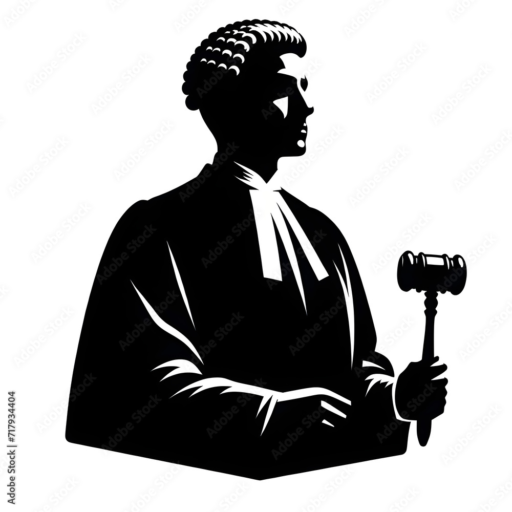 Silhouette icon of a judge wearing traditional judicial robes Stock ...