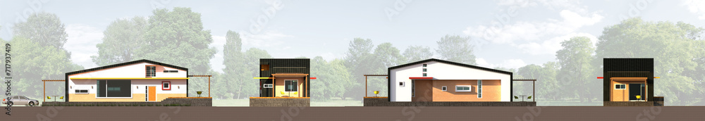 2d illustration of modern house facade, elevation of modern house Stock ...