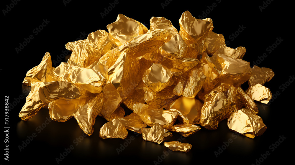 Gold nuggets, gold ore , precious stone or lump of golden stone Golden ...