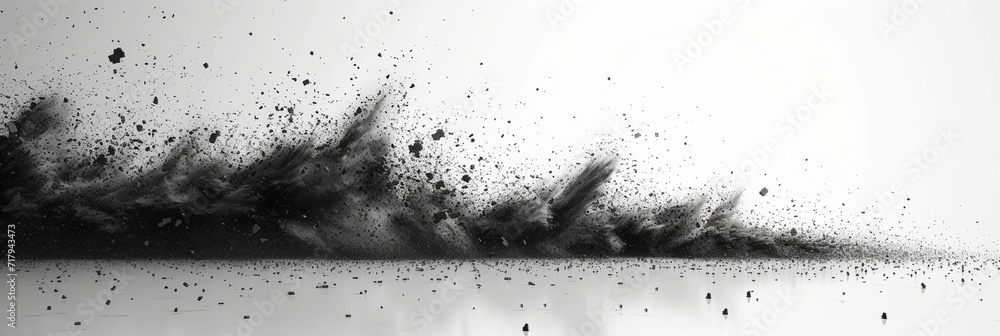 "Exploding Pixels" comes to life in black and grey tones against a ...