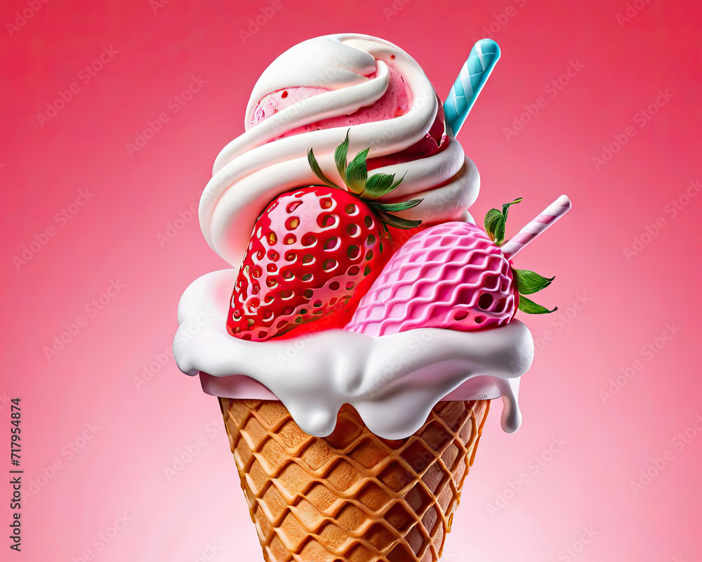 Photorealistic Paper Cut Art of Vibrant Ice Cream Float with Dramatic ...