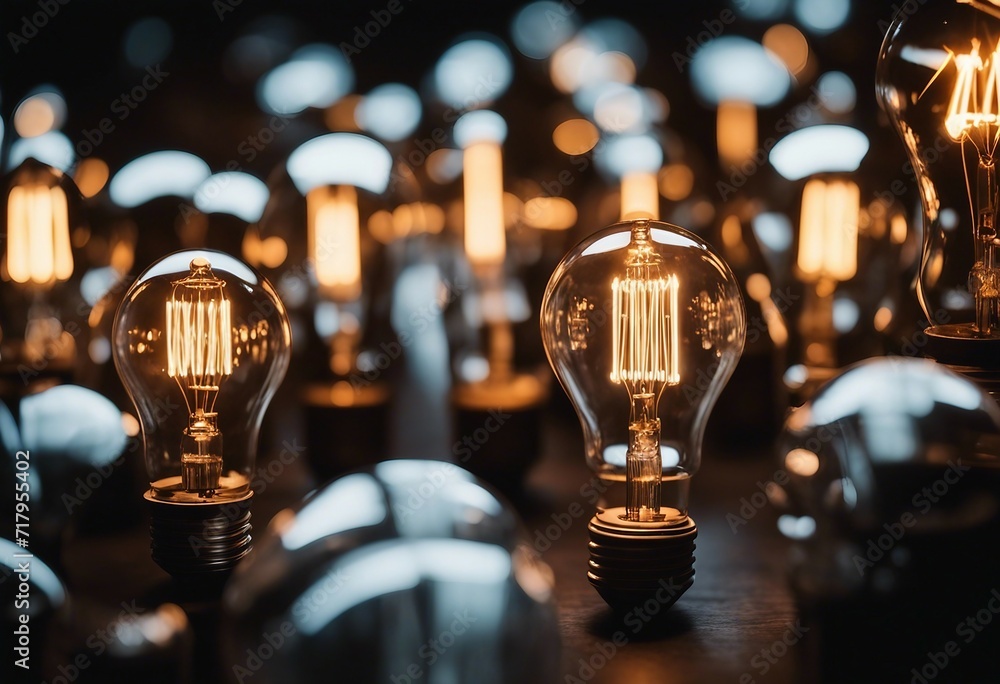 Closeup on group of different Vintage Edison Light Bulb types ...