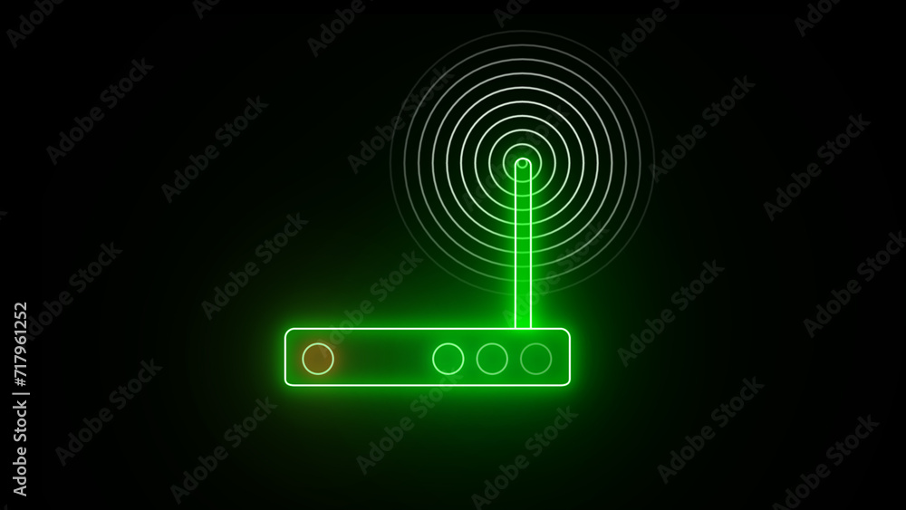 Neon multicolored wireless router. An example of sharing a wifi network ...